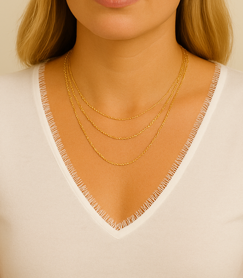 Collier multirangs avec chaîne fine pour femme